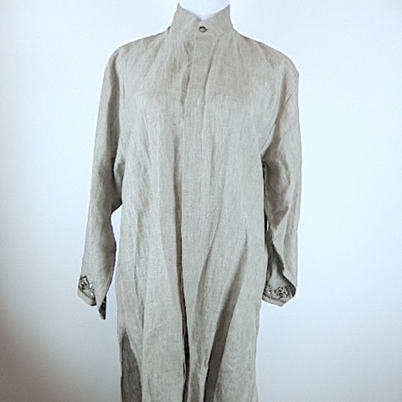 eskandar | Jackets & Coats | Eskandar Linen Sequin Beaded Tunic Duster ...